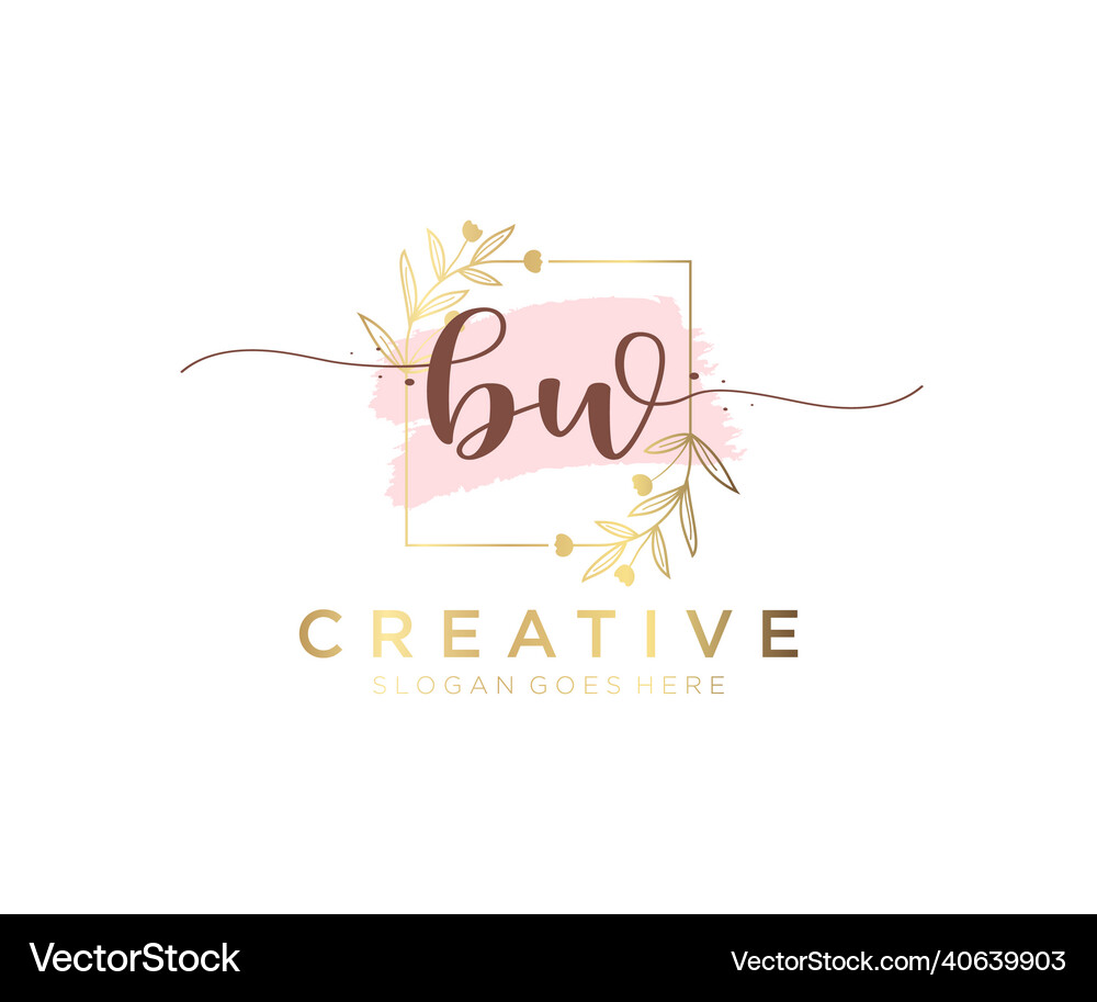 Initial bw feminine logo usable for nature salon Vector Image