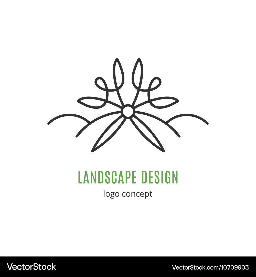 Landscape design logo concept line icon art Vector Image