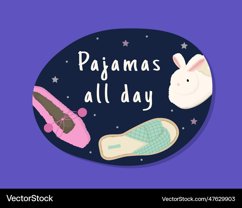 Pajamas party sticker concept Royalty Free Vector Image