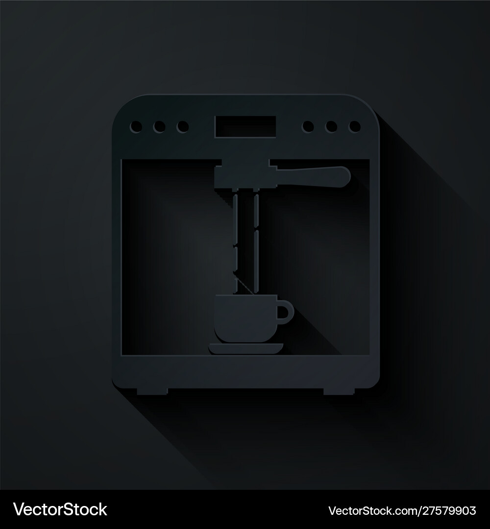Paper cut coffee machine and coffee cup icon Vector Image