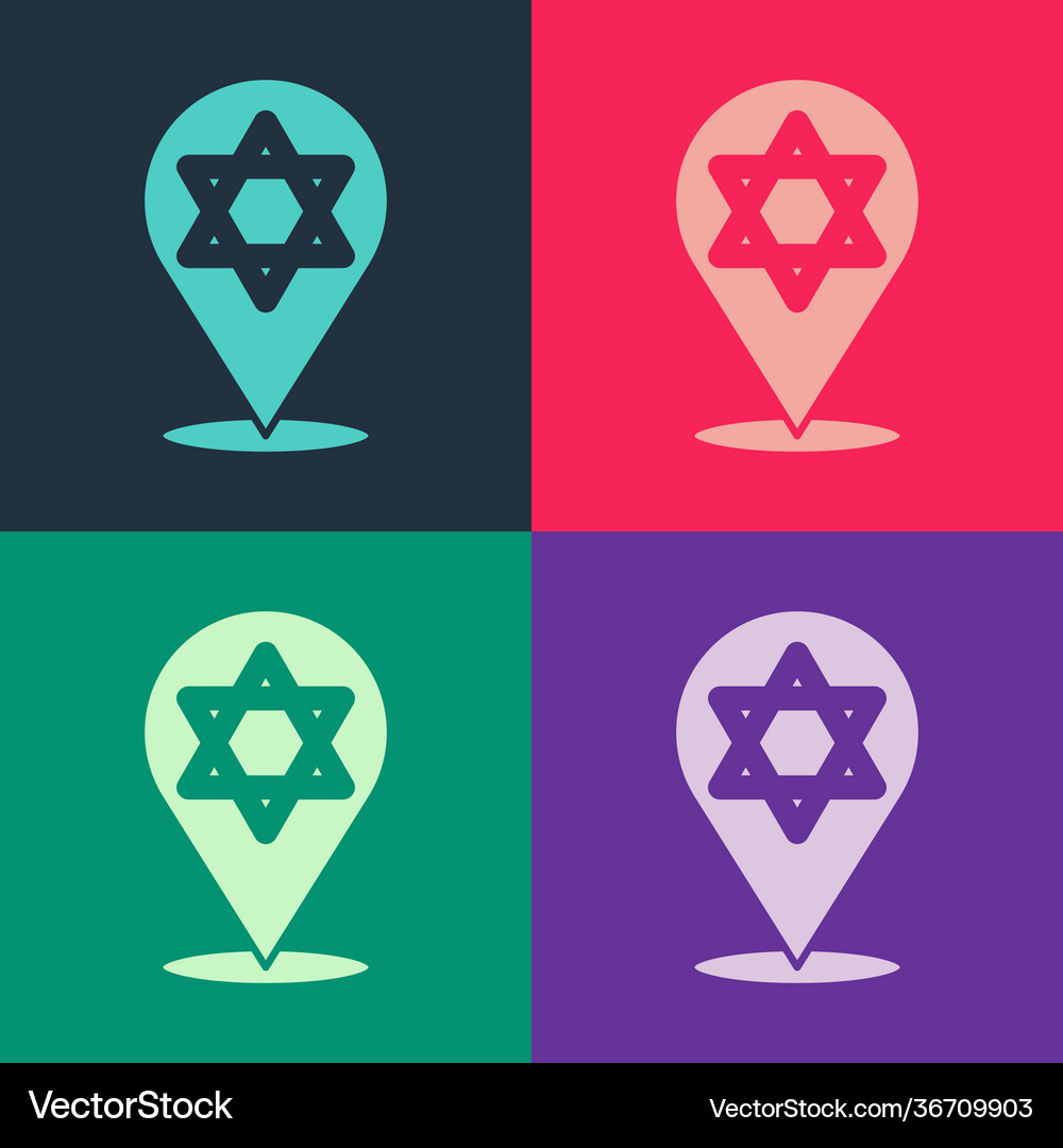 Pop art star david icon isolated on color Vector Image