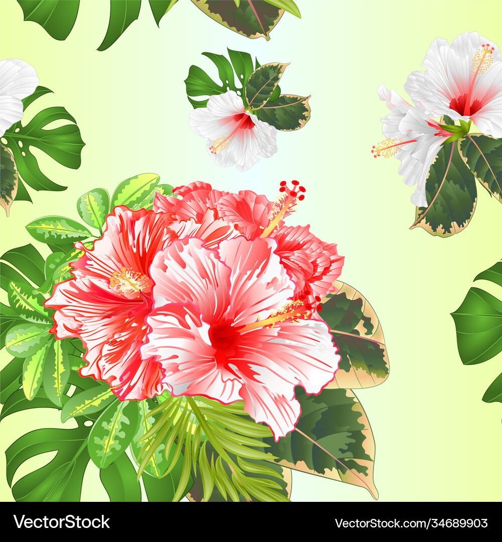 Seamless texture bouquet with tropical flowers Vector Image