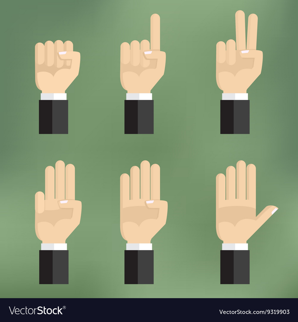 Set of counting hand sign from one to five Vector Image