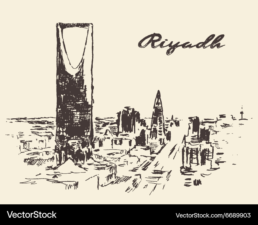 Sketch of riyadh skyline drawn Royalty Free Vector Image