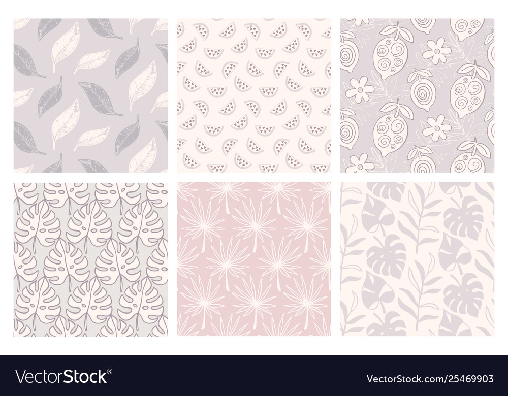 Tropical summer seamless patterns collection Vector Image