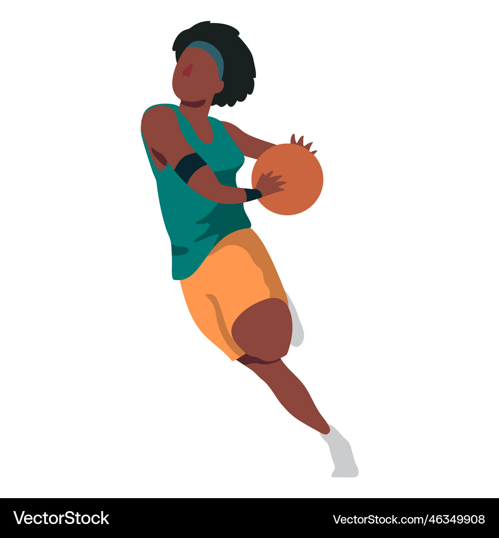 Basketball player female running ball player Vector Image