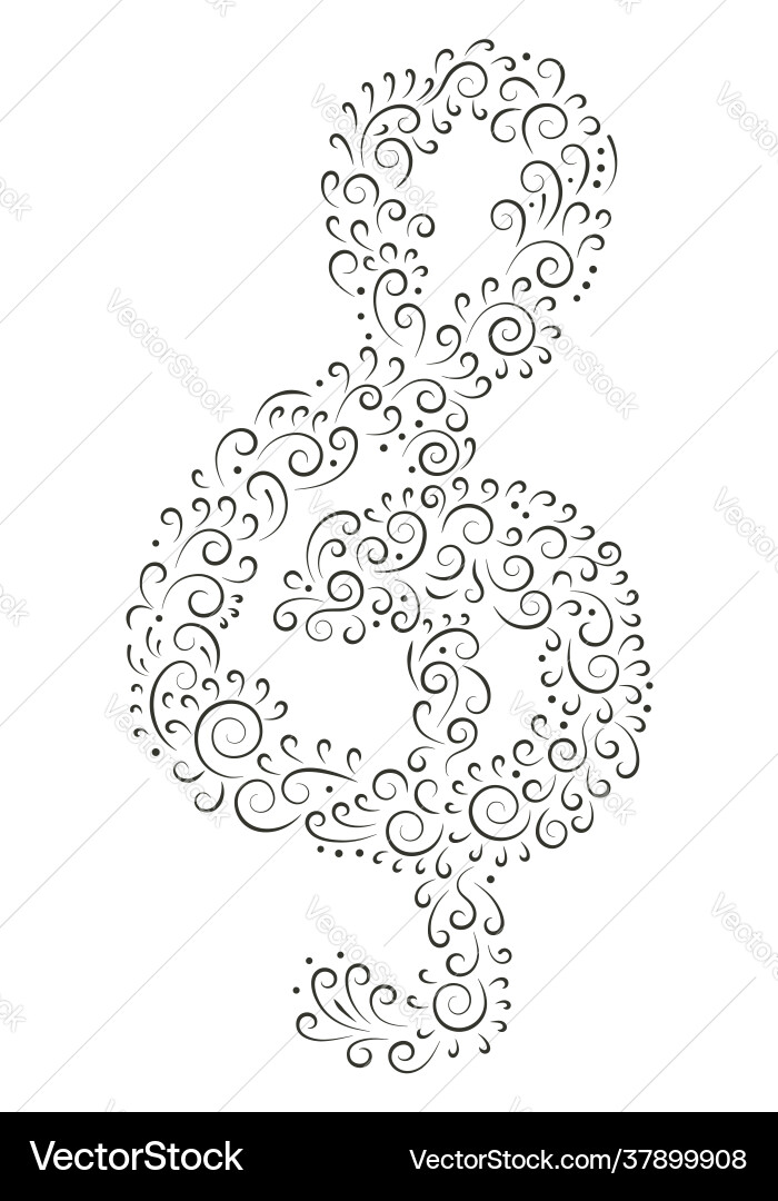 Black treble clef isolated on white background Vector Image