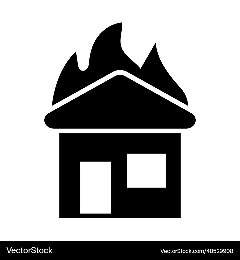 Burning house glyph icon for personal Royalty Free Vector