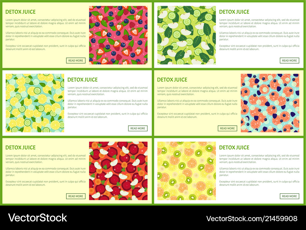 Detox juice poster ingredients refreshing drink Vector Image