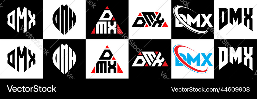 Dmx letter logo design in six style polygon Vector Image