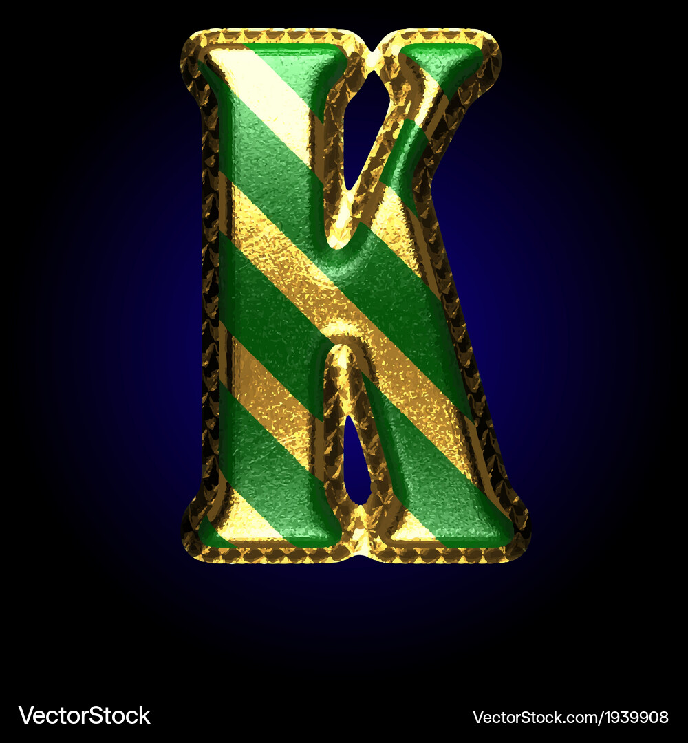 Golden and green letter k Royalty Free Vector Image