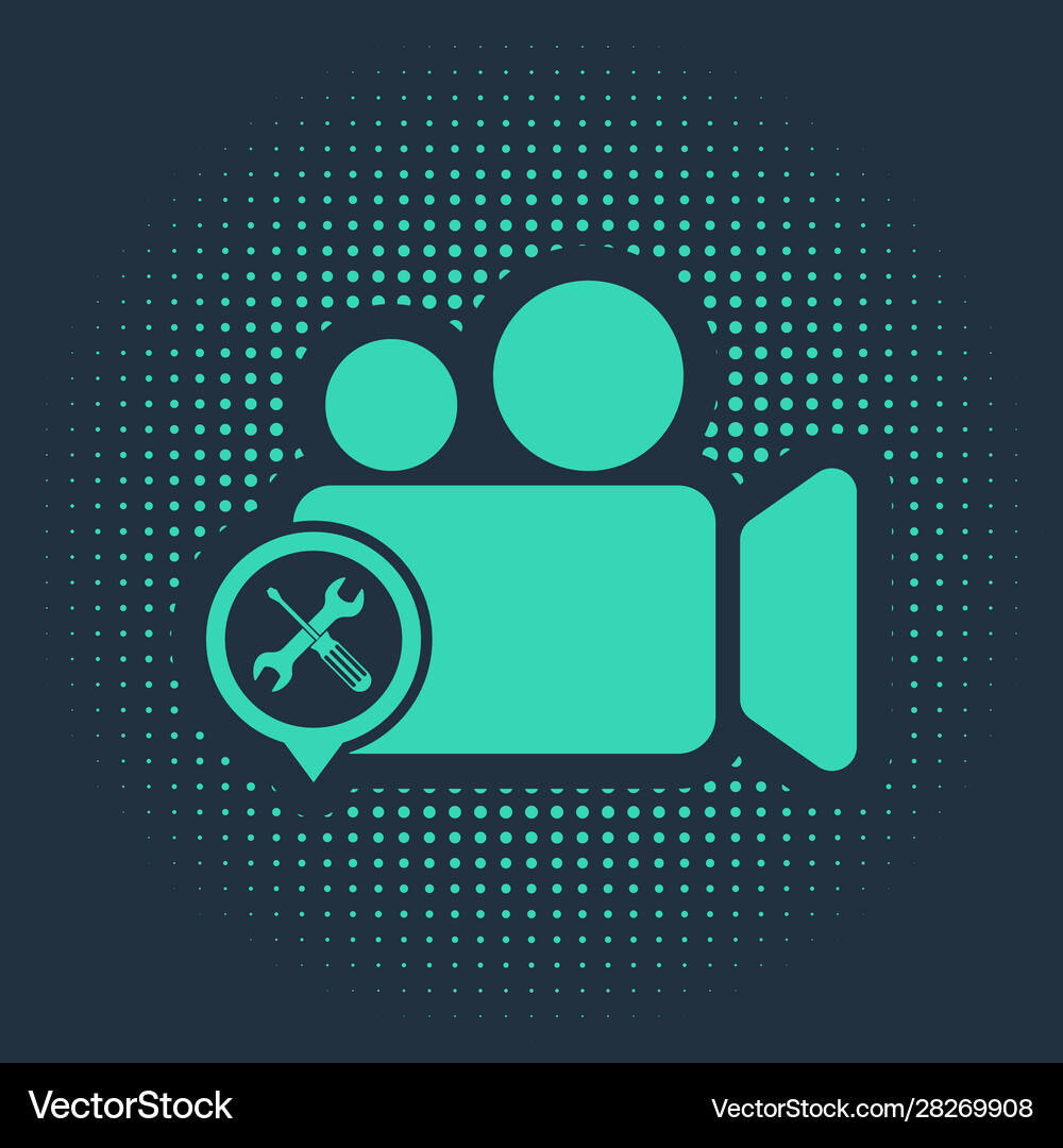 Green video camera with screwdriver and wrench Vector Image
