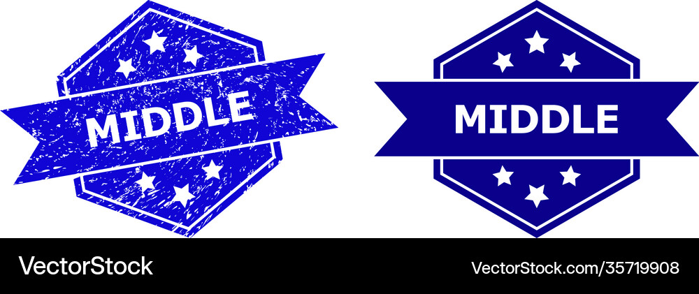 Hexagon middle stamp seal with grunged style Vector Image