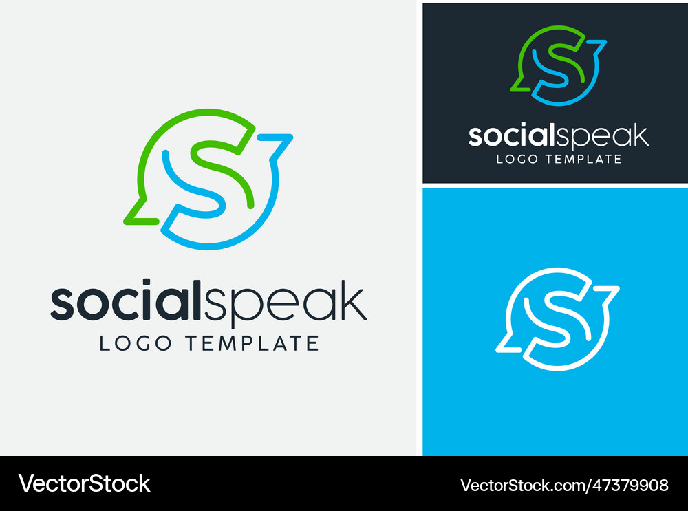 Letter s bubble chat message media social logo Vector Image
