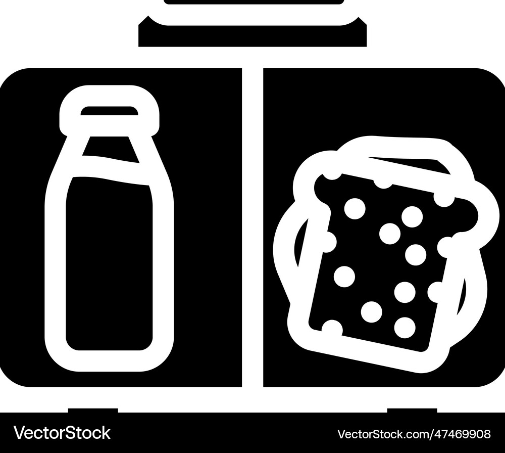 Lunch box kids meal glyph icon Royalty Free Vector Image