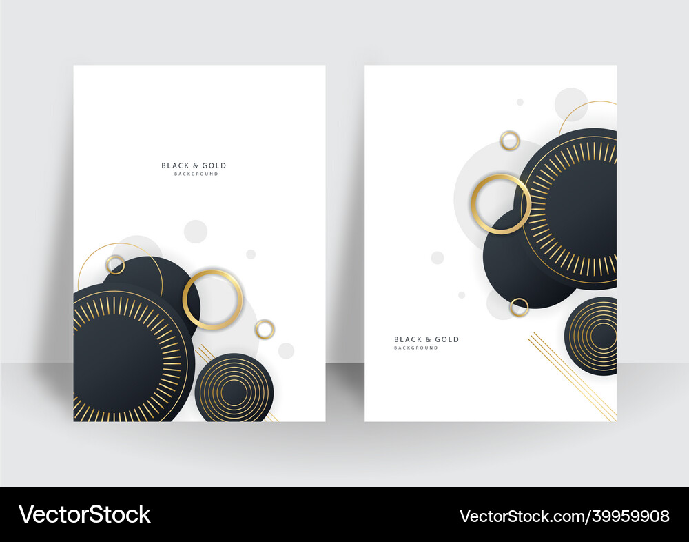 Modern black gold cover design set luxury Vector Image