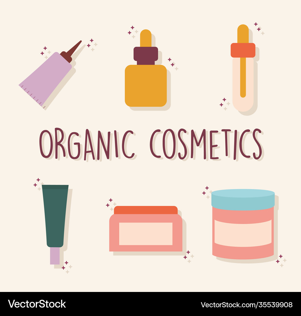 Organic cosmetic lettering with a set Royalty Free Vector
