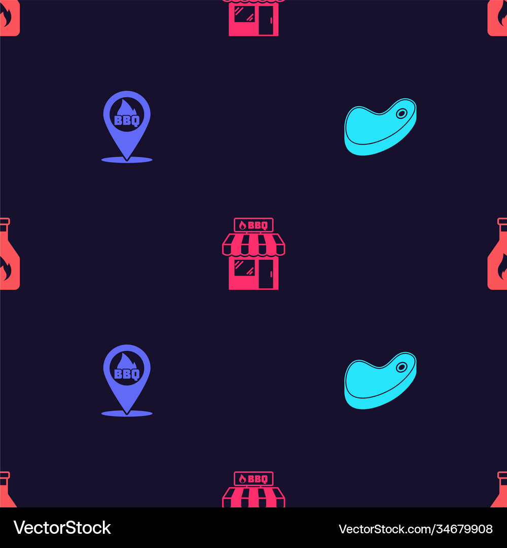 Set steak meat location with barbecue barbecue Vector Image