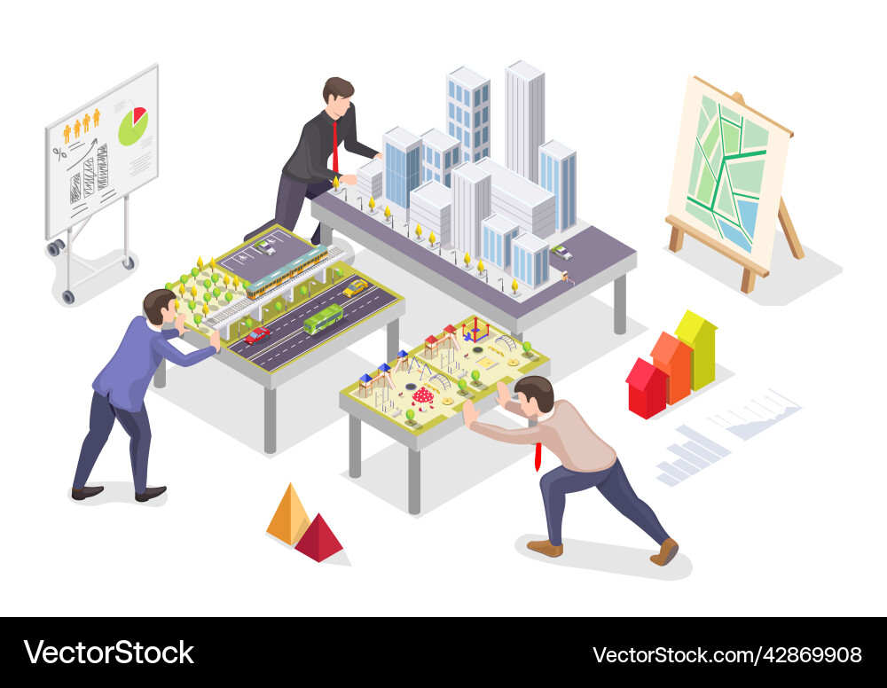 Urban area planning group of architect Royalty Free Vector