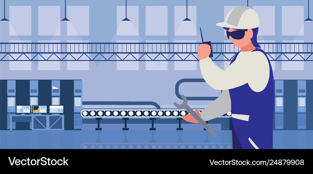Worker in factory workplace Royalty Free Vector Image