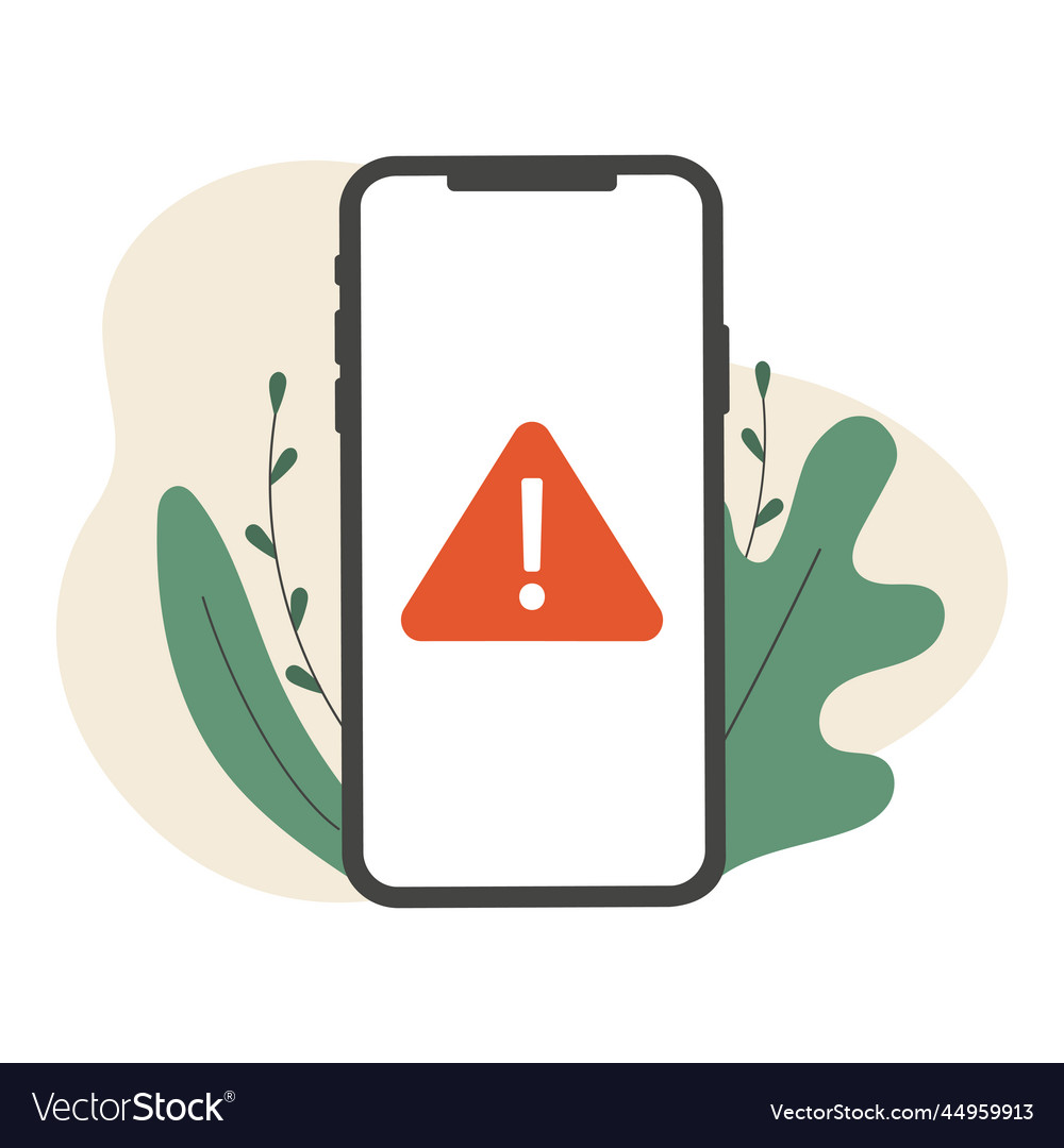 Alert mobile phone notification warning virus Vector Image Alert mobile phone notification warning virus Vector Image