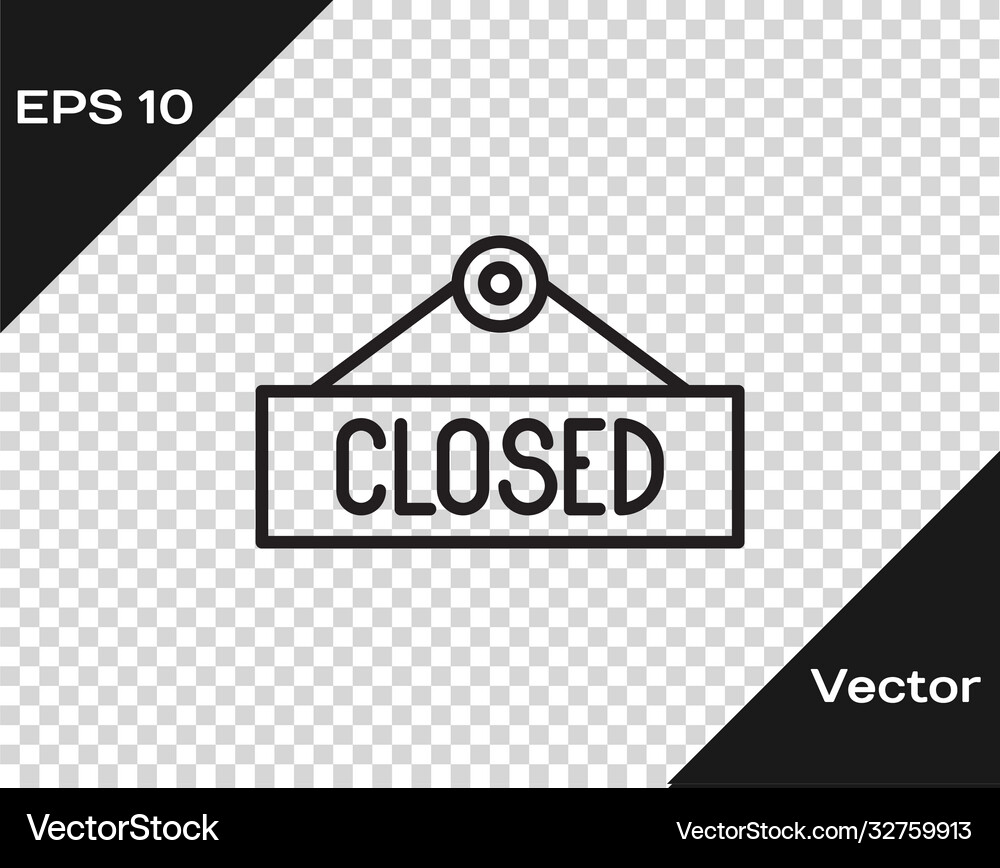 Black line hanging sign with text closed icon Vector Image