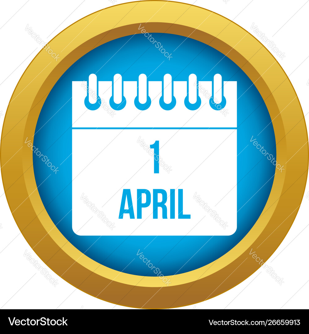 Calendar april 1 icon blue isolated Royalty Free Vector