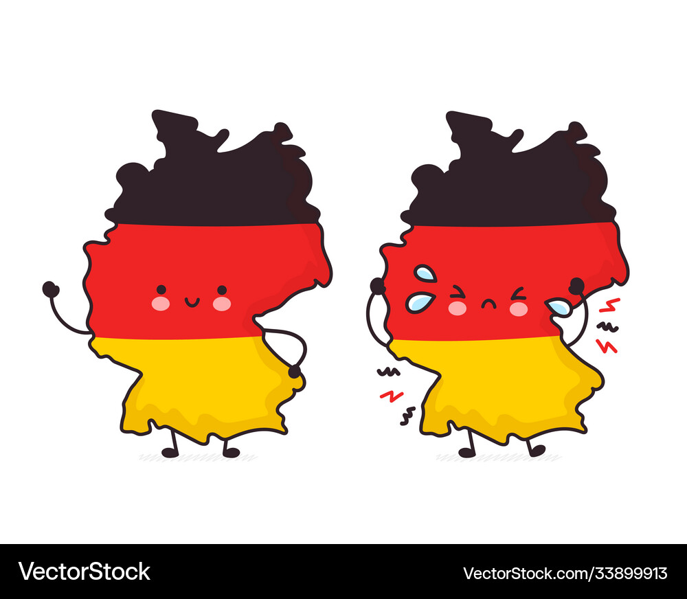 Cute happy and sad funny germany map Royalty Free Vector