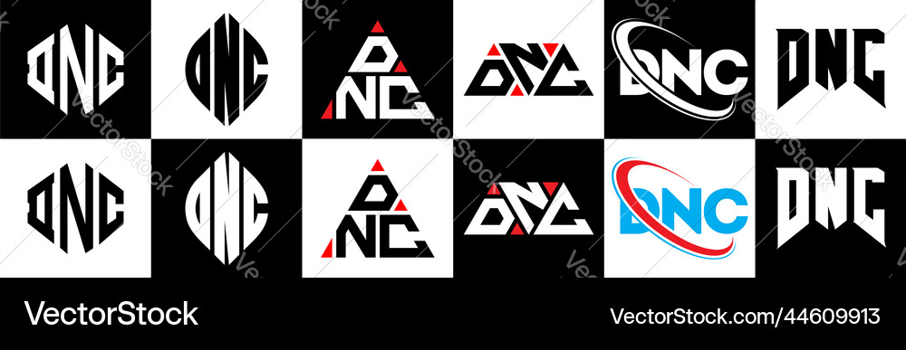 Dnc letter logo design in six style polygon Vector Image