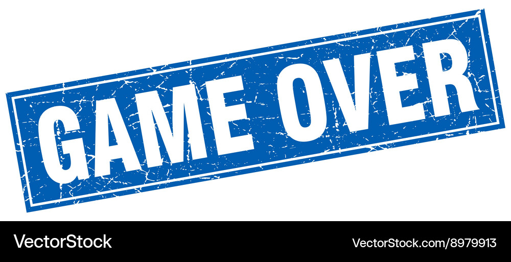 Game over blue square grunge stamp on white Vector Image