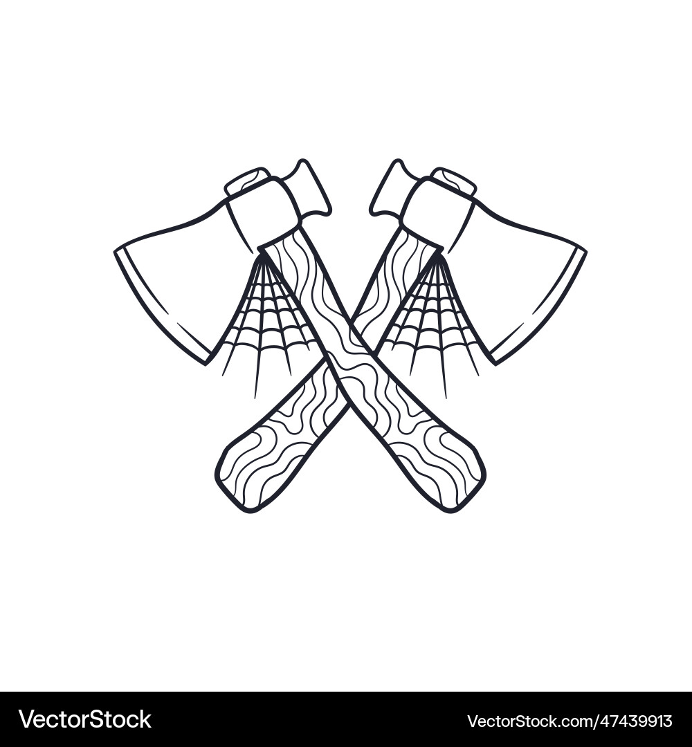 Hand drawn of double axe outline Royalty Free Vector Image