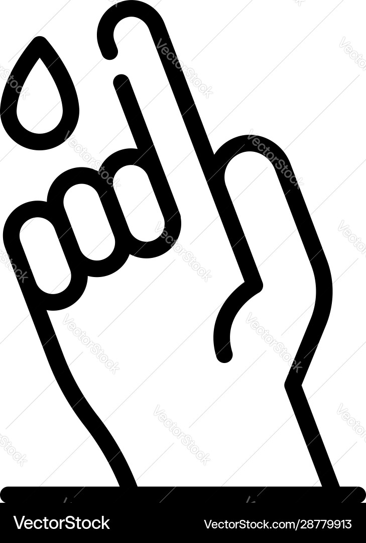 Hand finger blood icon outline style Royalty Free Vector
