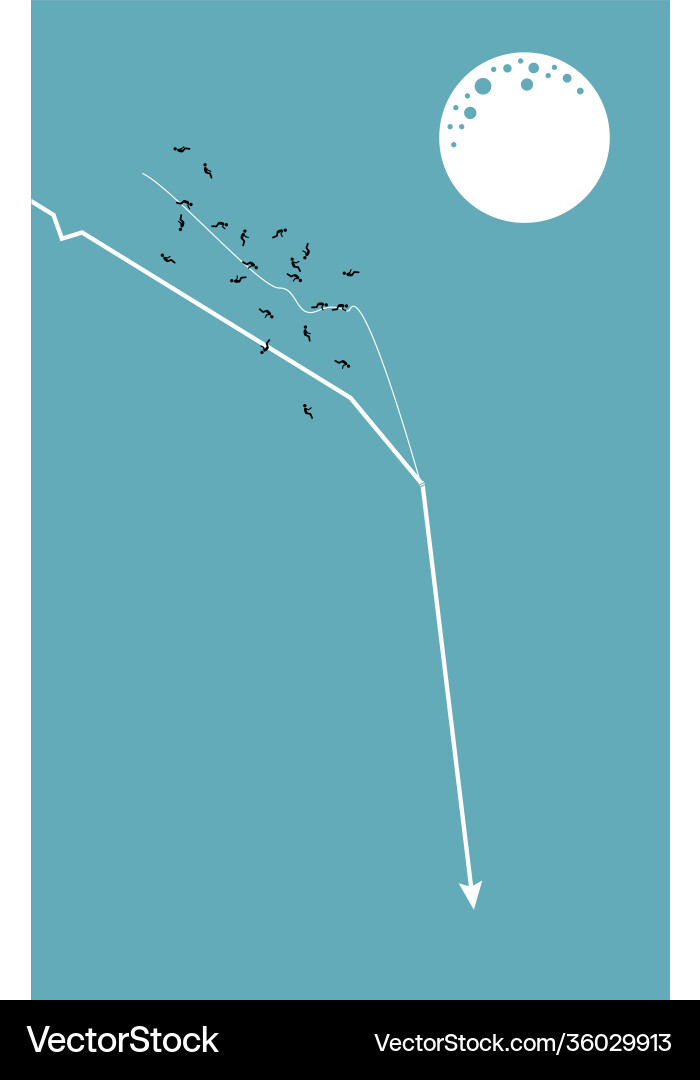 Investors group falling down from a crashing Vector Image