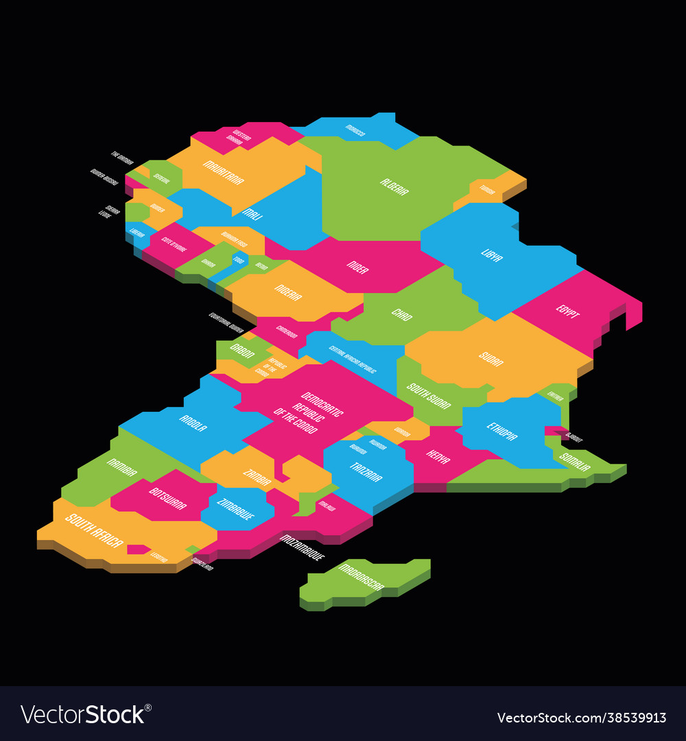 Isometric Political Map Africa Royalty Free Vector Image