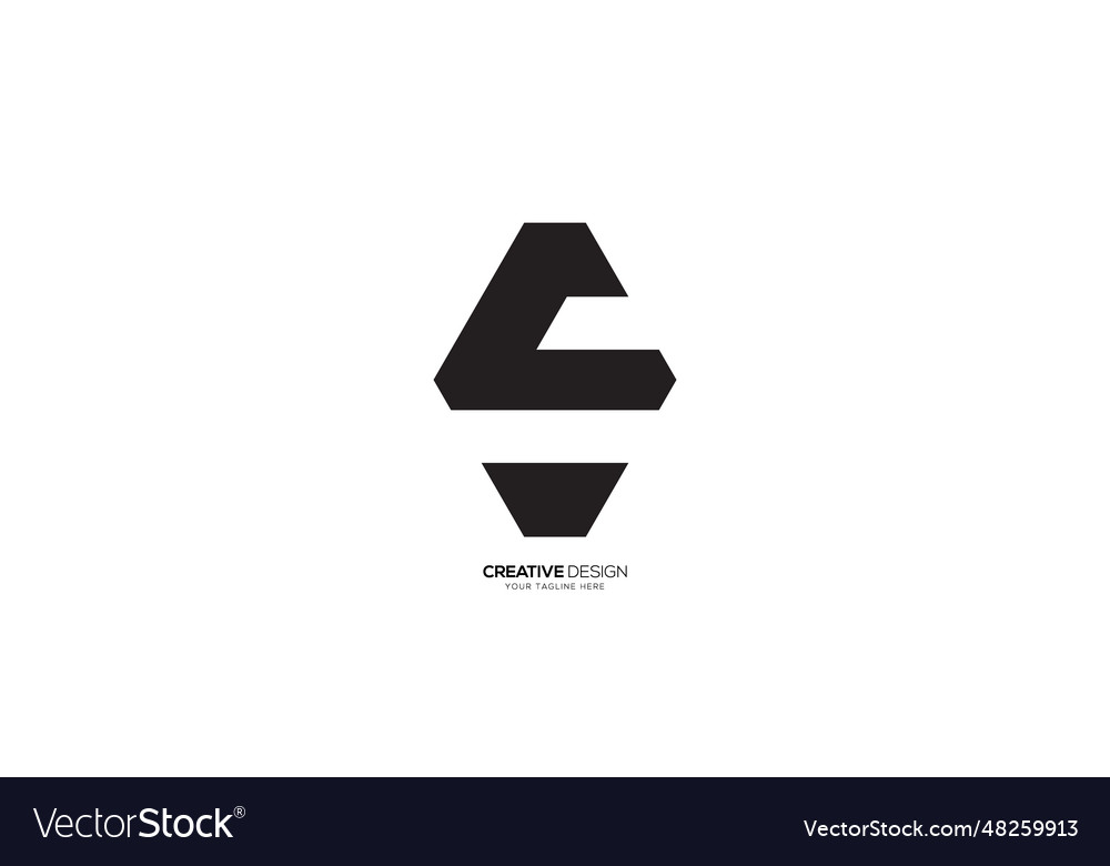 Letter e unique shape bold flat logo Royalty Free Vector