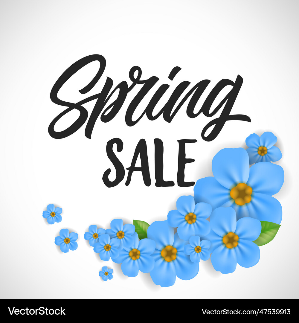 Spring sale brochure design with flowers Vector Image