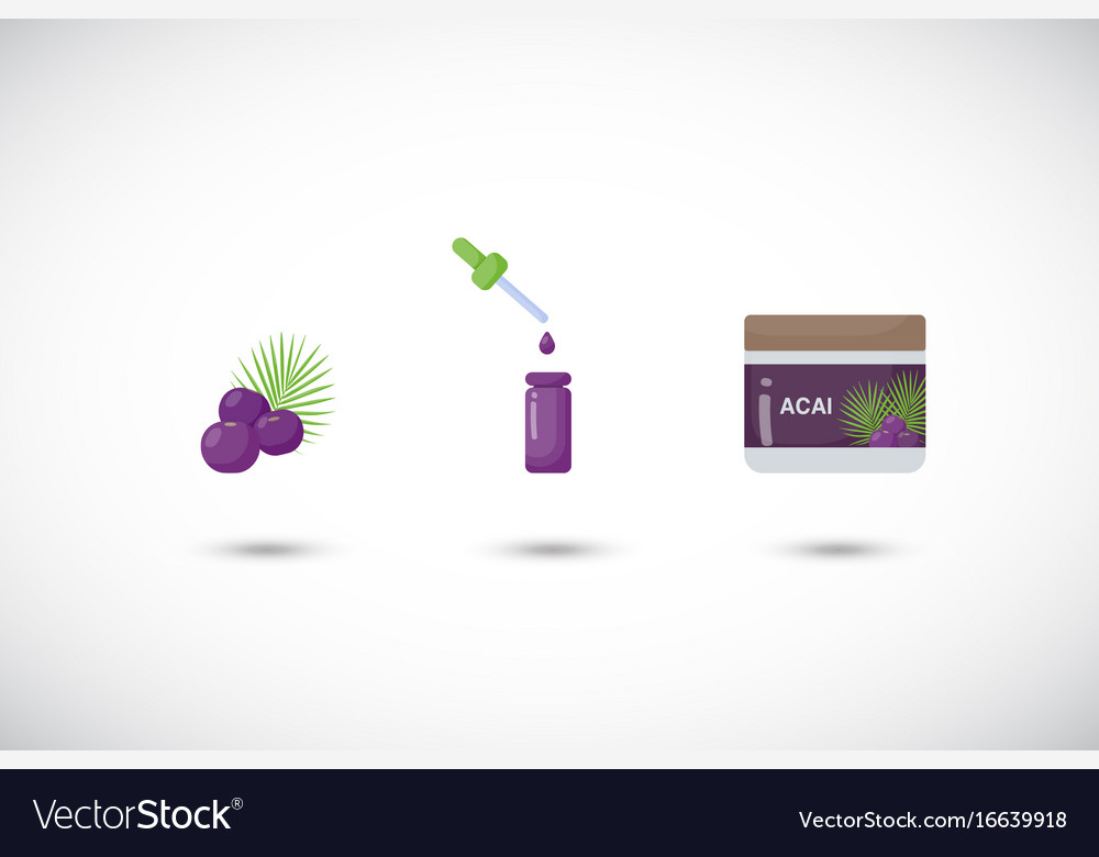 Acai berry flat icon set Royalty Free Vector Image