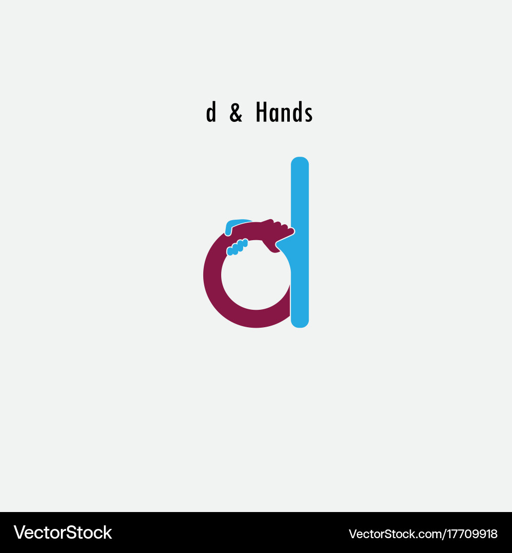 D- letter abstract icon and hands logo design Vector Image