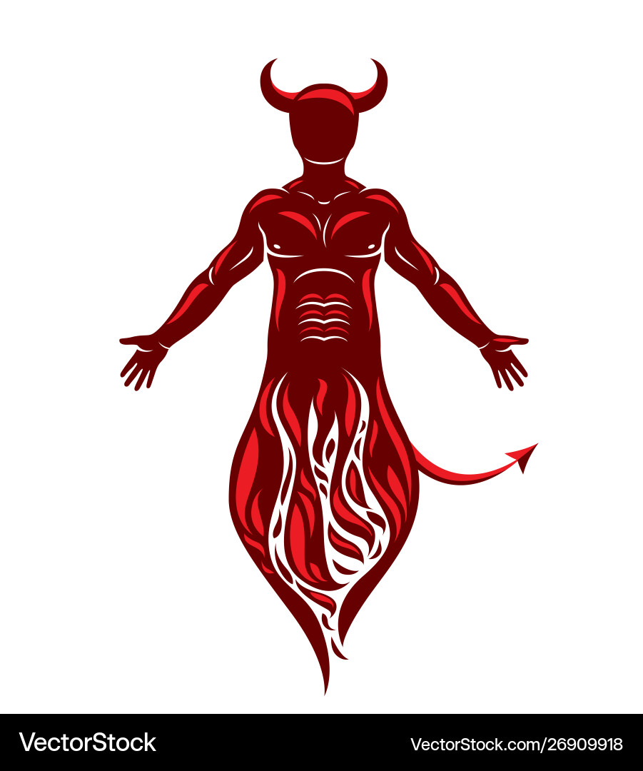 Graphic muscular human derives from fire Vector Image