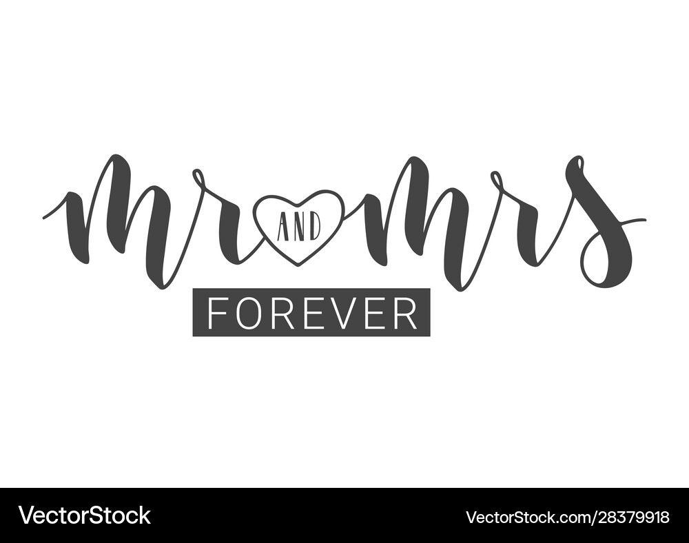Handwritten lettering mr and mrs Royalty Free Vector Image