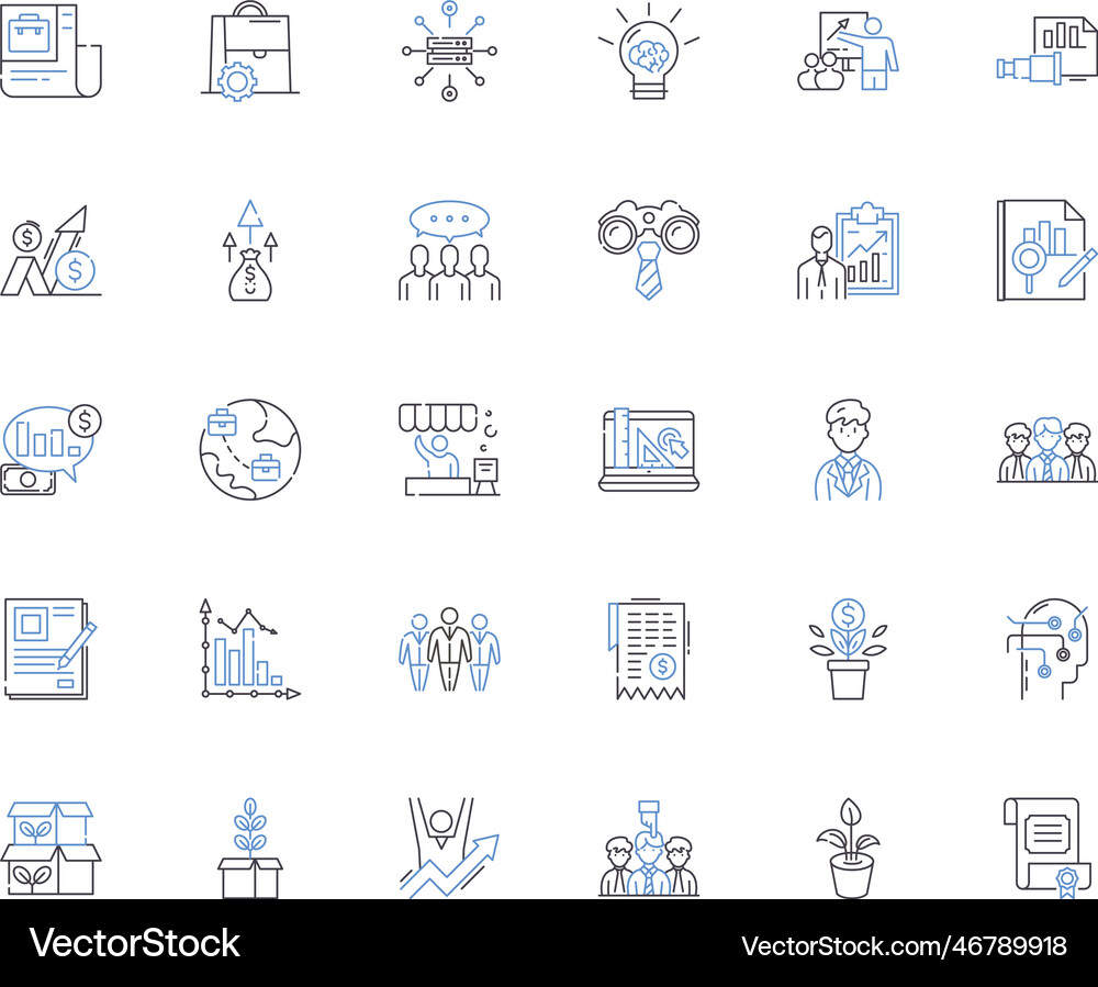 Project insights line icons collection analysis Vector Image
