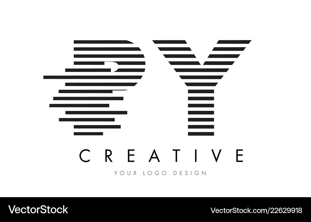 Py p y zebra letter logo design with black Vector Image