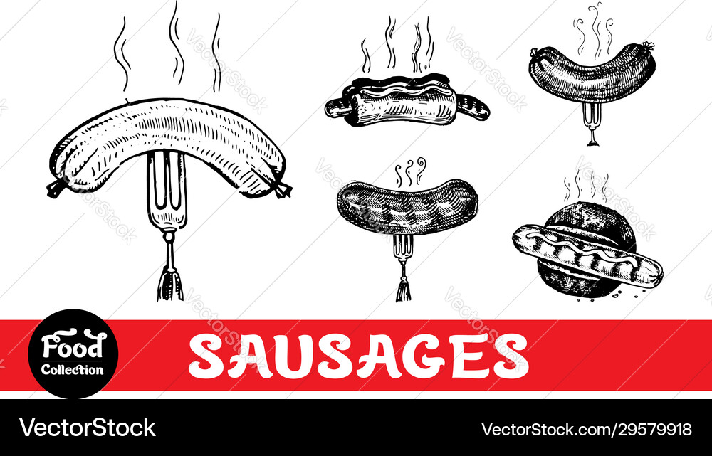 Sausages grilled set images Royalty Free Vector Image