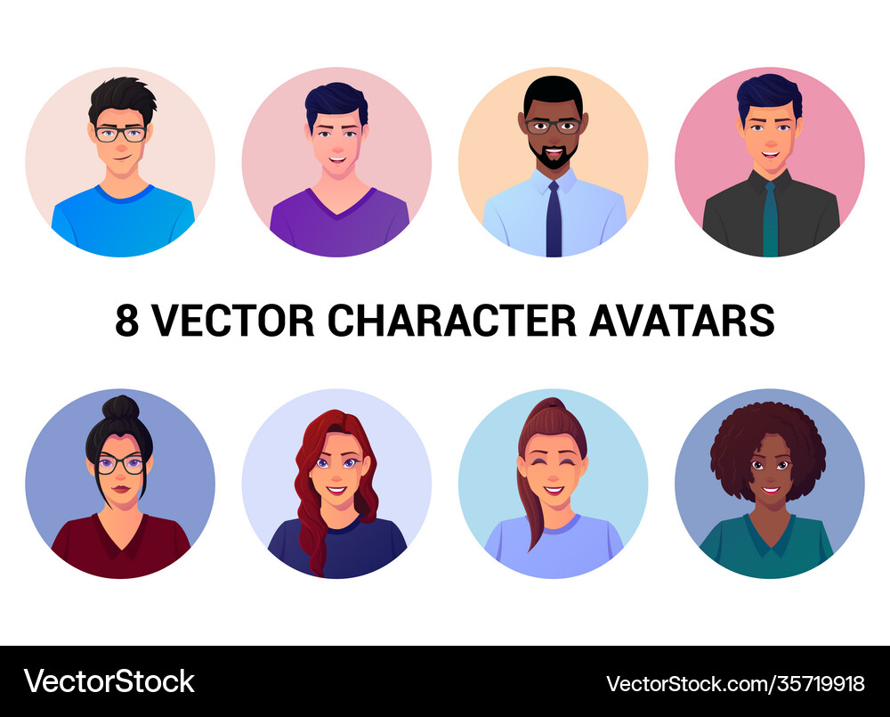 Set different people avatars and portraits Vector Image