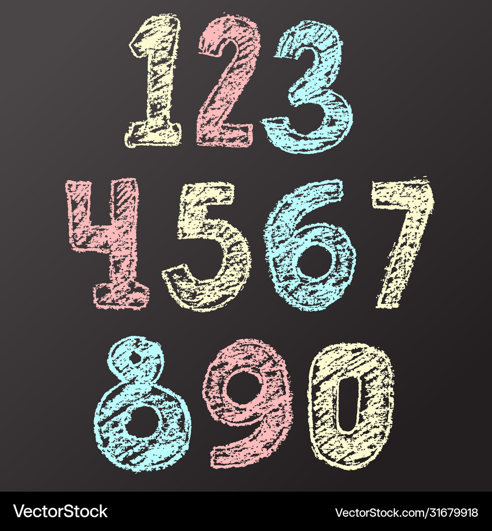 Set grunge chalk textured numbers modern Vector Image