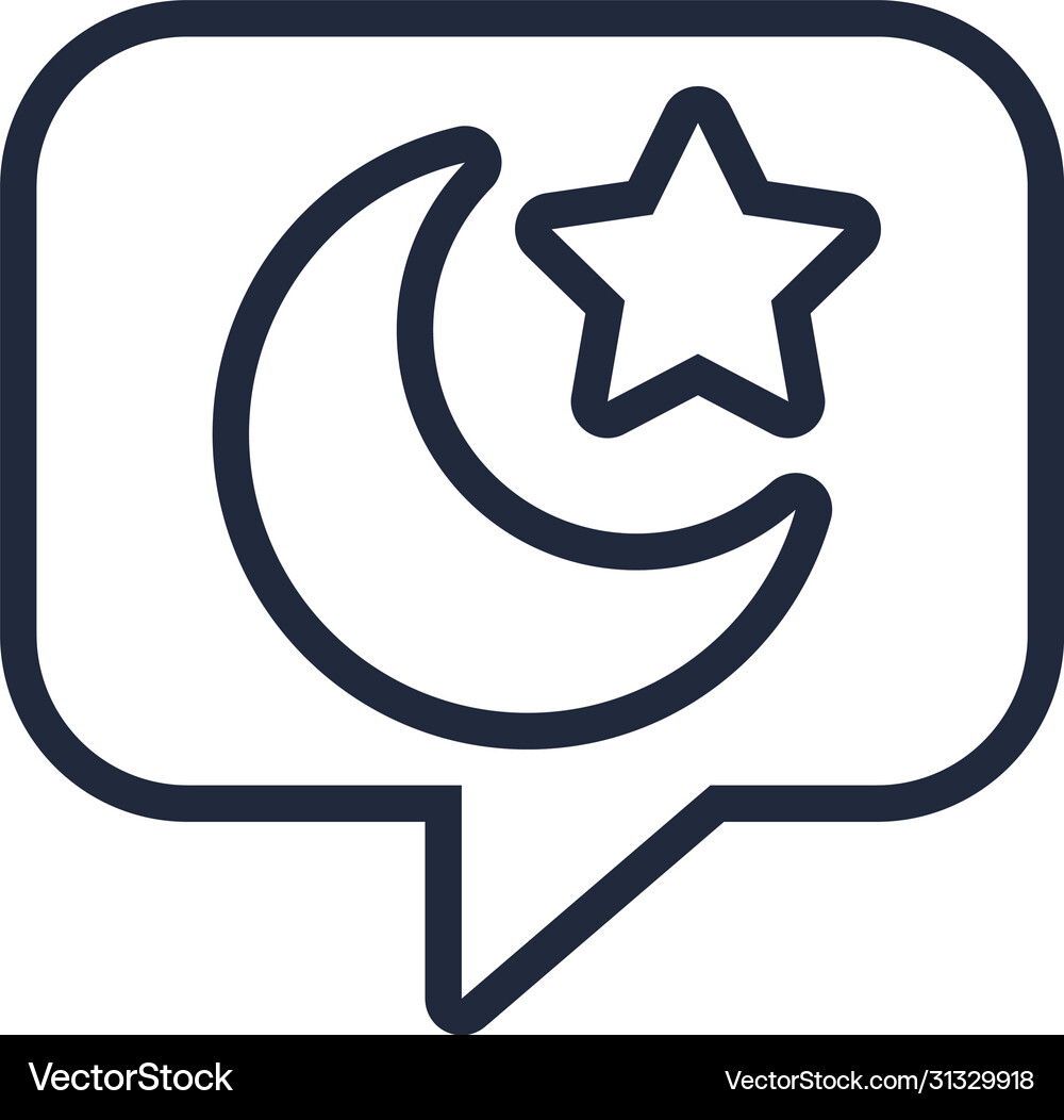 Speech bubble with moon night and star line style Vector Image