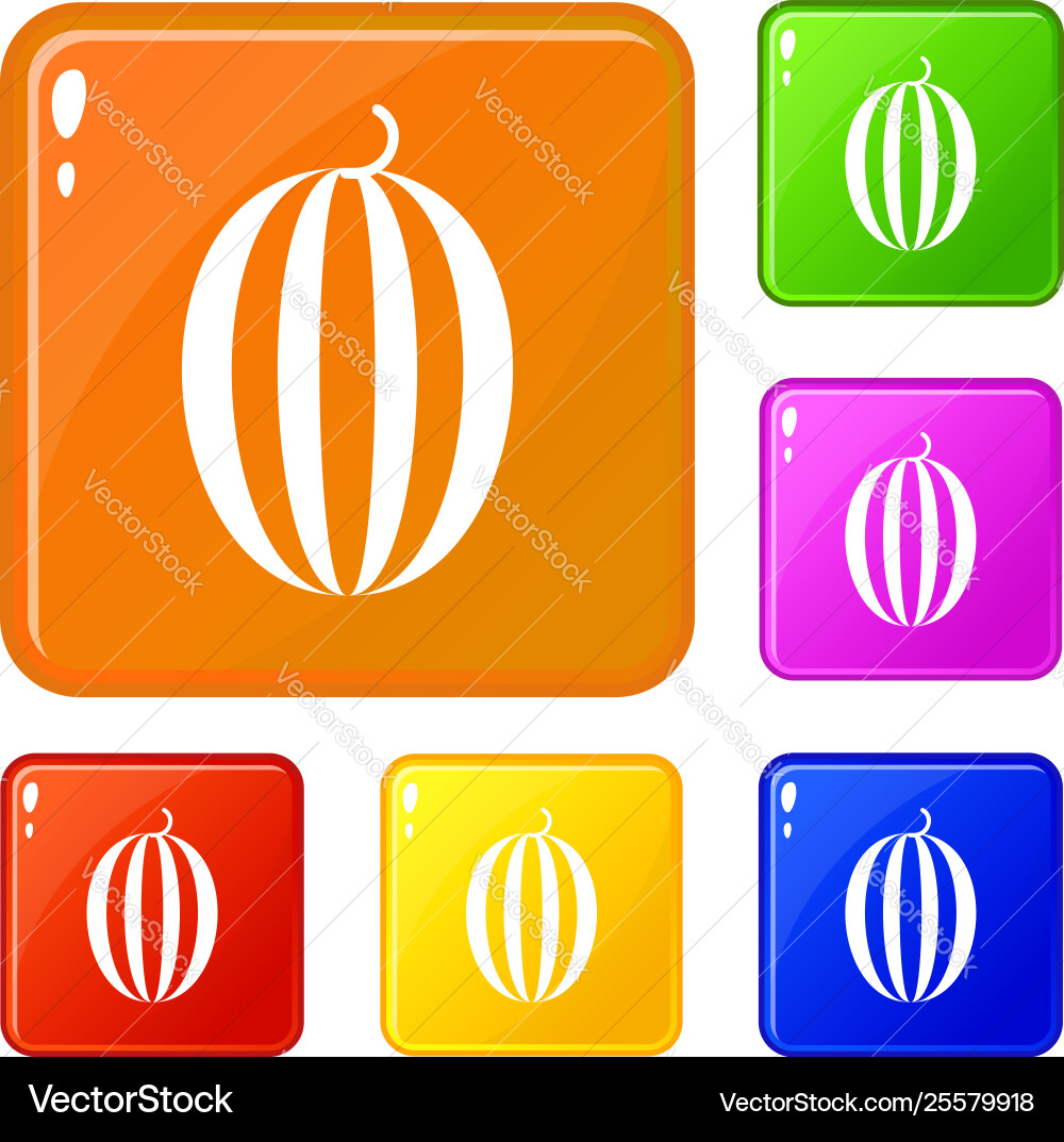 Striped melon icons set color Royalty Free Vector Image
