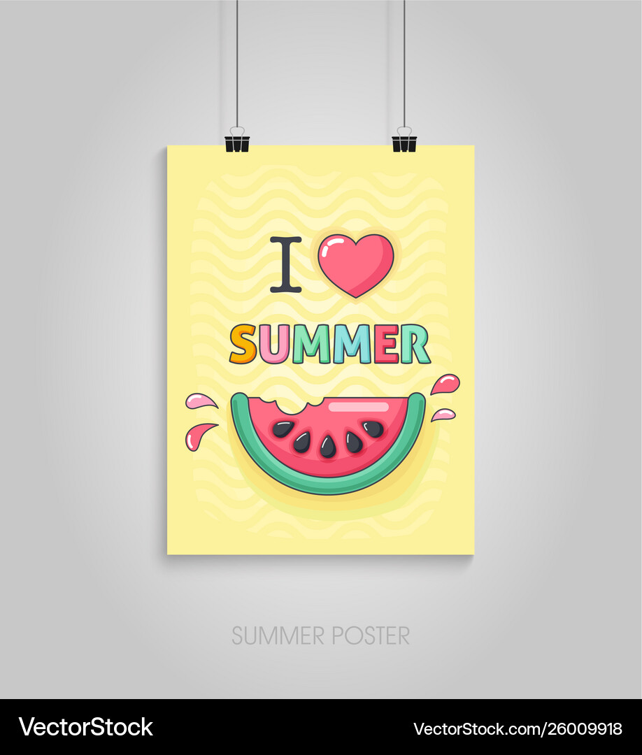 Summer poster card i love Royalty Free Vector Image