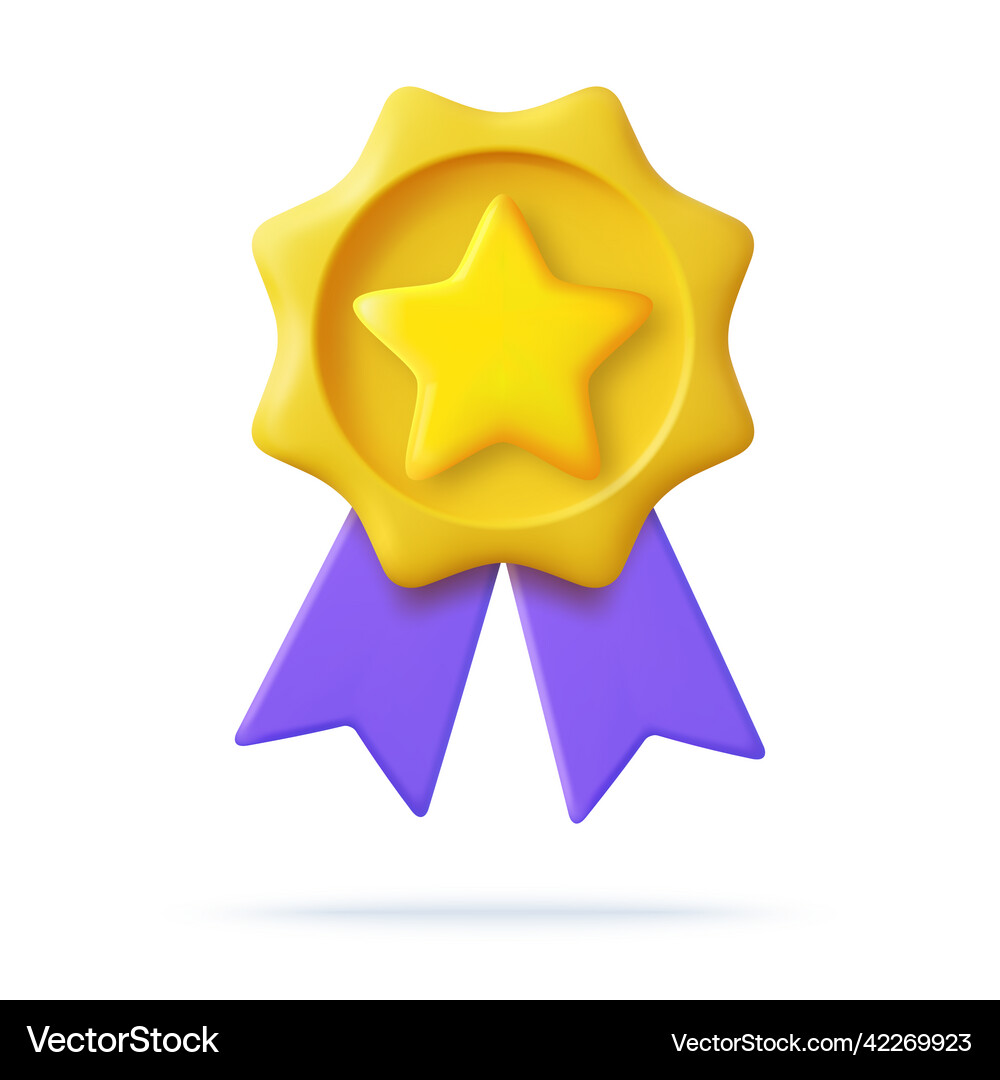 3d winner medal with ribbon Royalty Free Vector Image