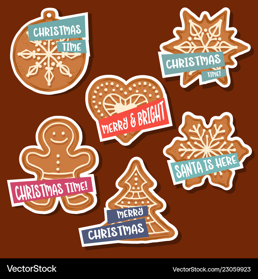 Christmas stickers collection with Royalty Free Vector Image